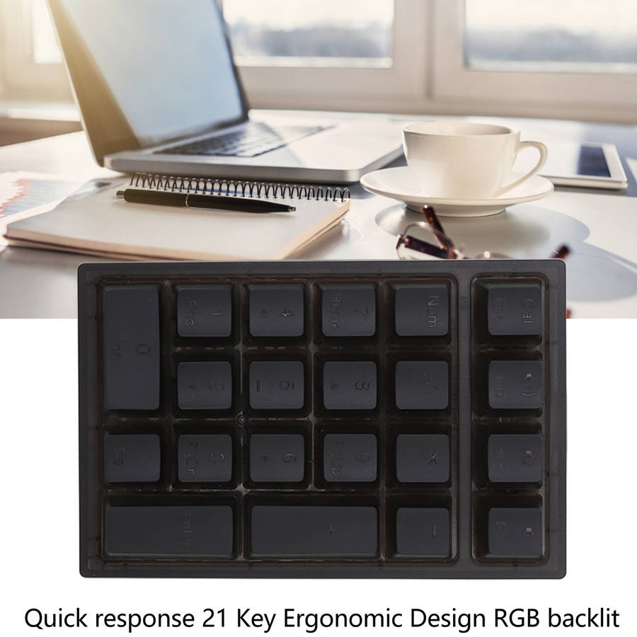 Keyboards - Black 21 Key Numeric Keypad RGB Backlit Ergonomic Small ...