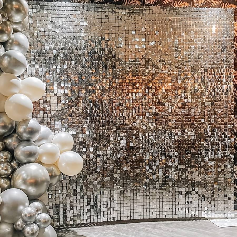 Party Decor - 2Pcs Modern Superior Versatile Golden Sequin Backdrop ...