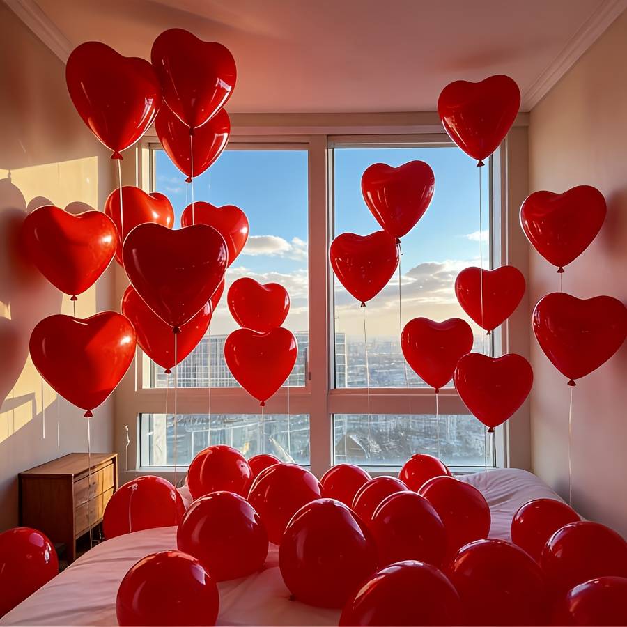 Party Decor - 25Pcs Handcrafted Sturdy Vibrant Heart Shaped Latex ...