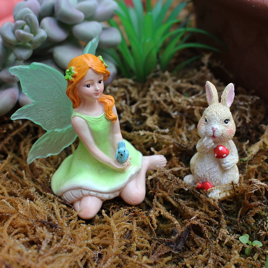 Statues & Lawn Ornaments - 3Pcs Easter Bunny Fairy Miniature Statues ...