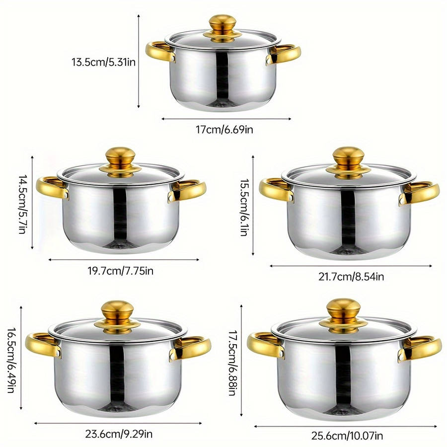 Pots - 10Pcs Professional Stainless Steel Cookware Set Inches Pots ...