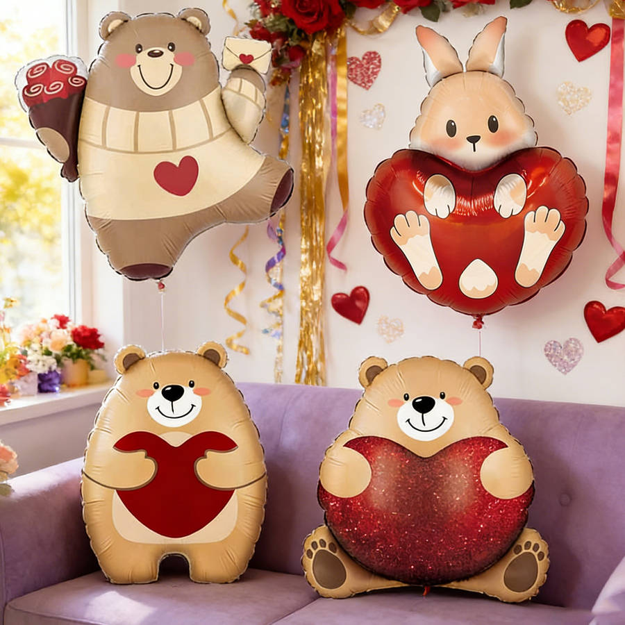 Party Decor - 12Pcs Classic Professional Elegant Mixed Color Heart Bear ...