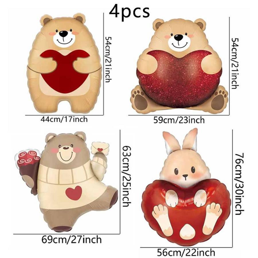 Party Decor - 12Pcs Classic Professional Elegant Mixed Color Heart Bear ...
