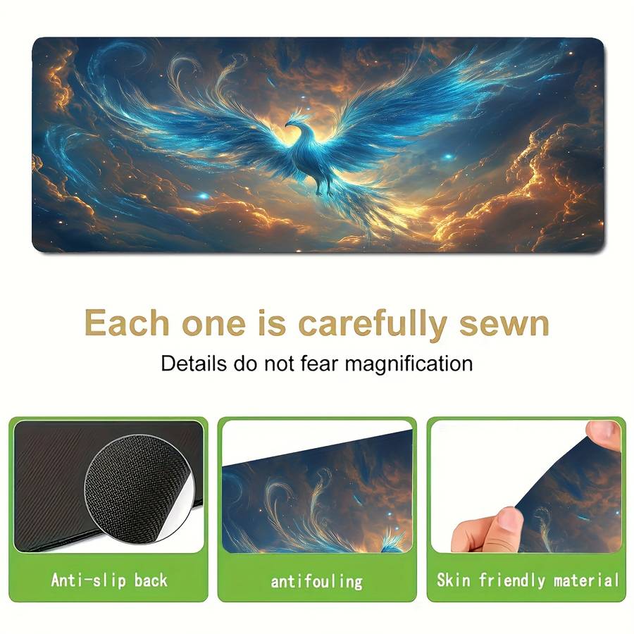 Mouse Pads - 30x80cm Fantasy Blue Phoenix Nebula Background Mouse Pad ...