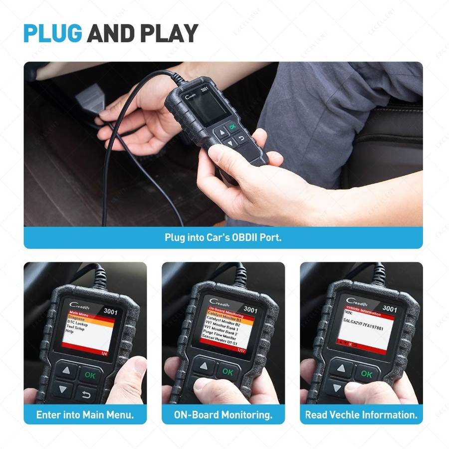 Scanners - Launch Creader CR3001 Car Color Screen Code Reader OBD2 ...