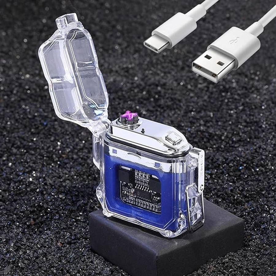 Lighters - Black SilverFlameless Plasma Electric Lighter Transparent ...
