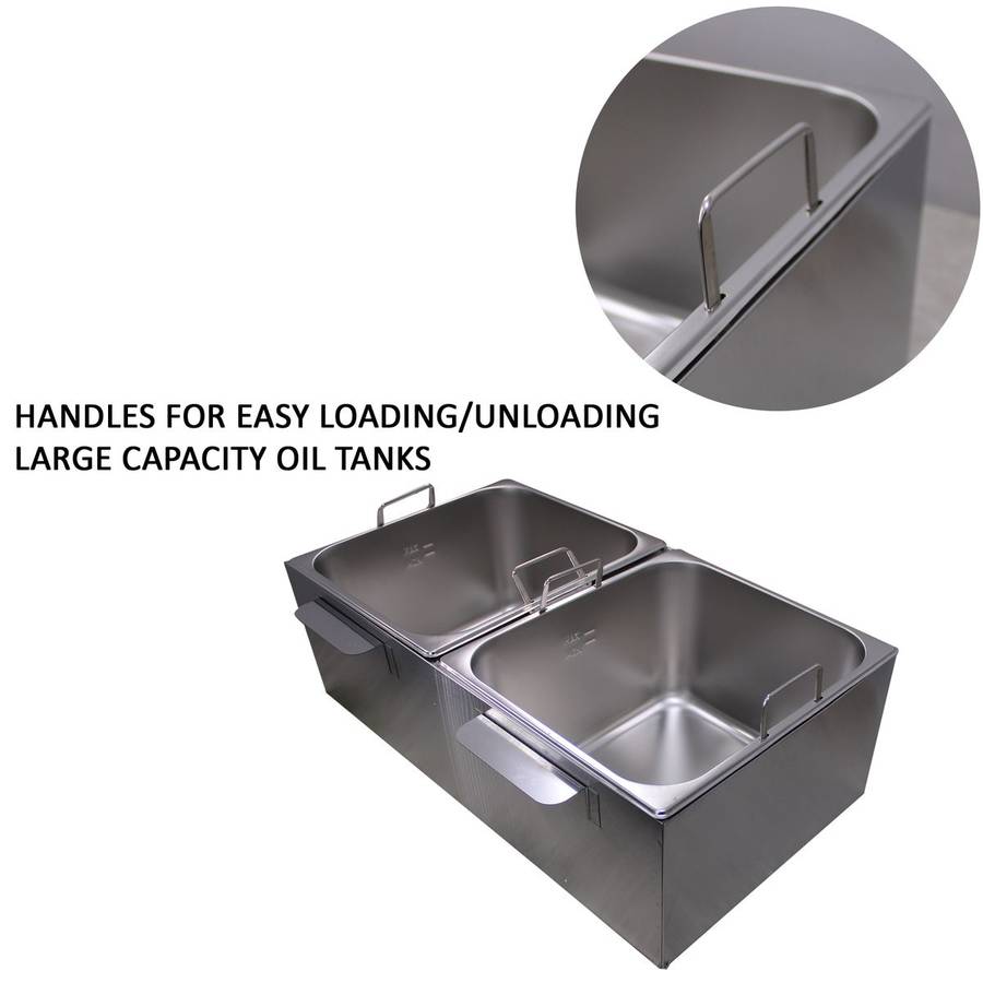Fryers - 24L 6000W Double Tank Commercial Kitchen Deep Fryer with Tank ...