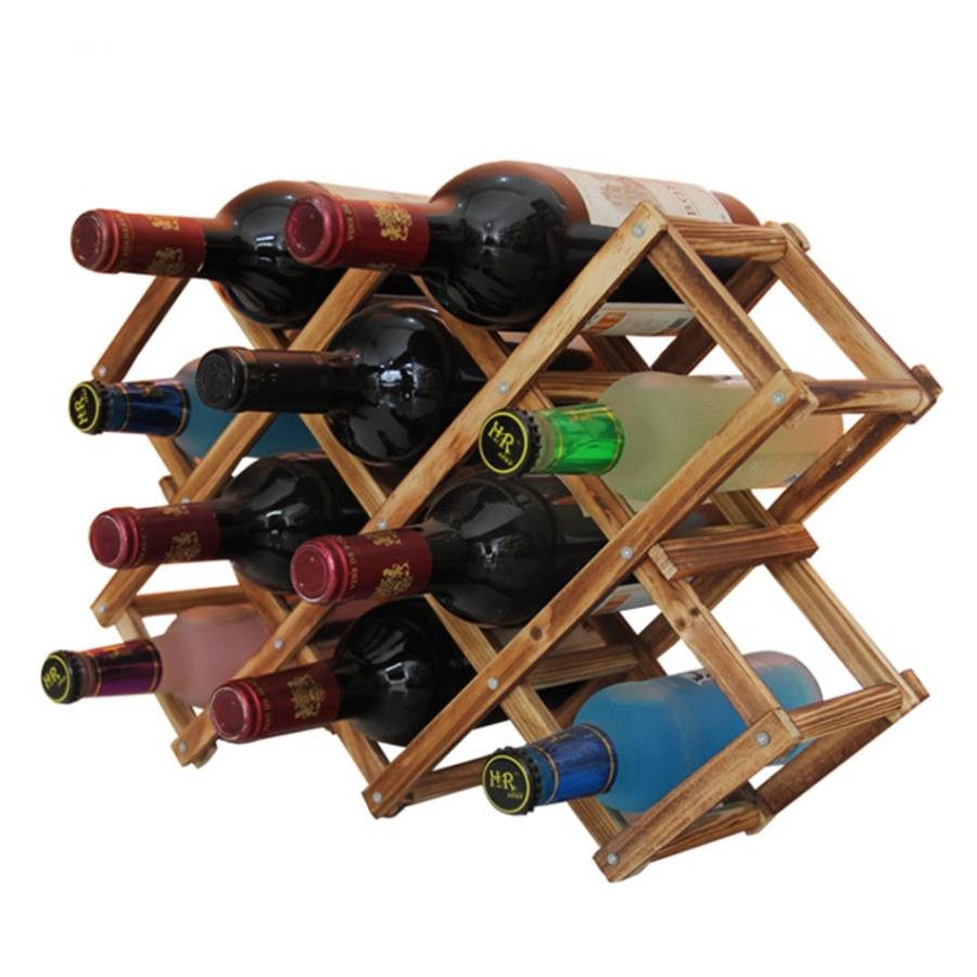Wine Racks - 10 Bottles Racks Foldable Wine Stand Wooden Wine Holder ...