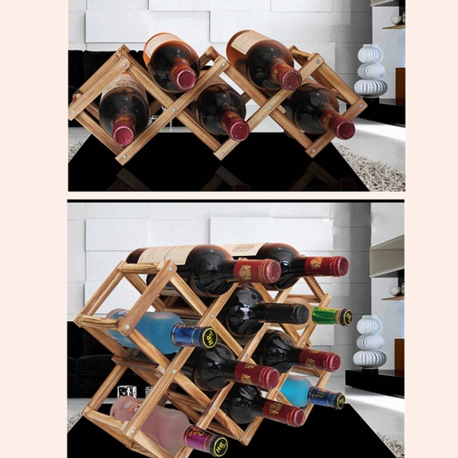Wine Racks - 10 Bottles Racks Foldable Wine Stand Wooden Wine Holder ...