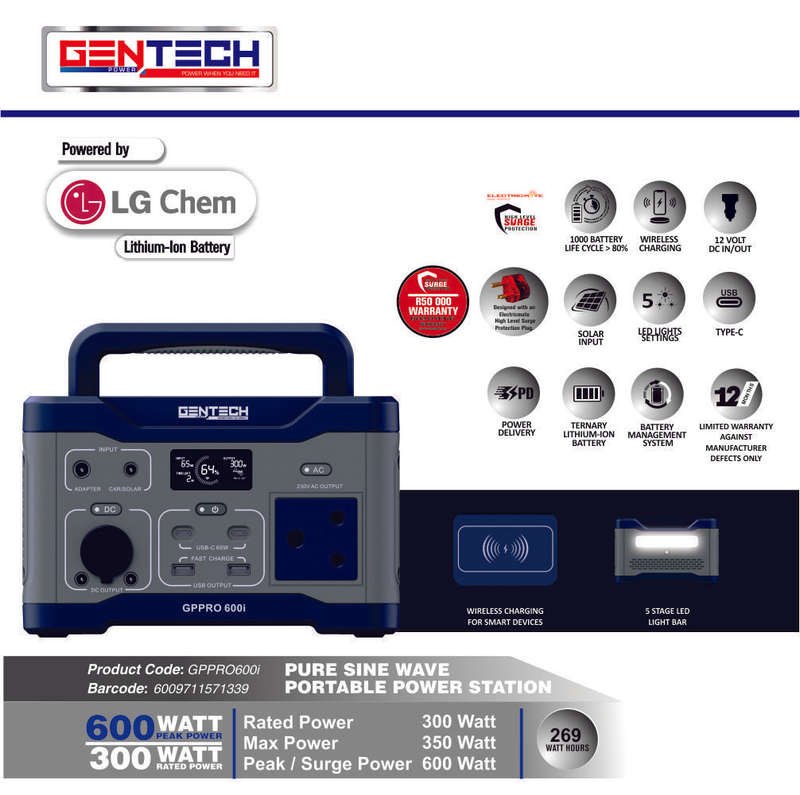 Solar Power Stations - Gentech Portable Power Station (1800W) - Grey ...