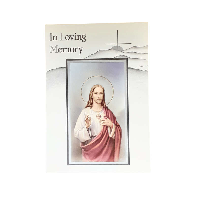 Deities, Statues & Plaques - In Loving Memory Mass Card Sacred Heart ...