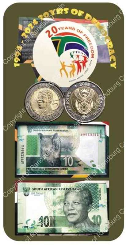 Numismatic collectables - *#* RSA 20 Years of Freedom with R5 Mandela ...