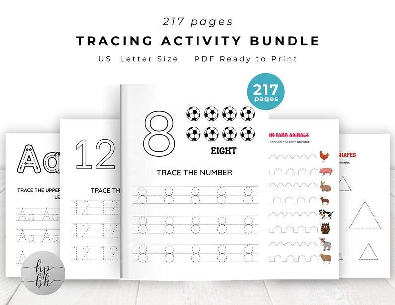 Crafts & Hobbies - Printable Tracing Activity Worksheet Bundle for Kids ...
