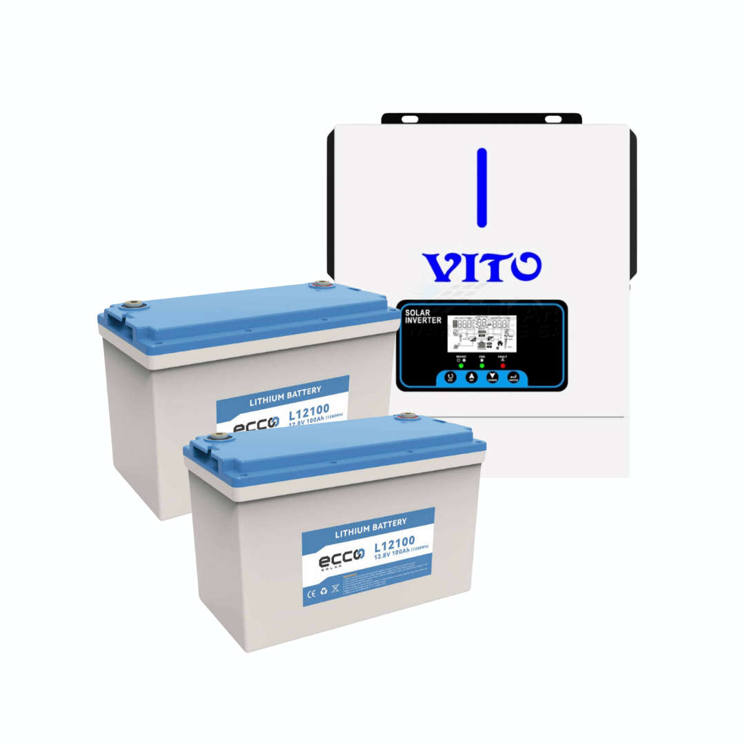 Inverters - Vito 3.2KVA Hybrid Inverter + 2x 12.8V 100Ah Ecco Lithium ...