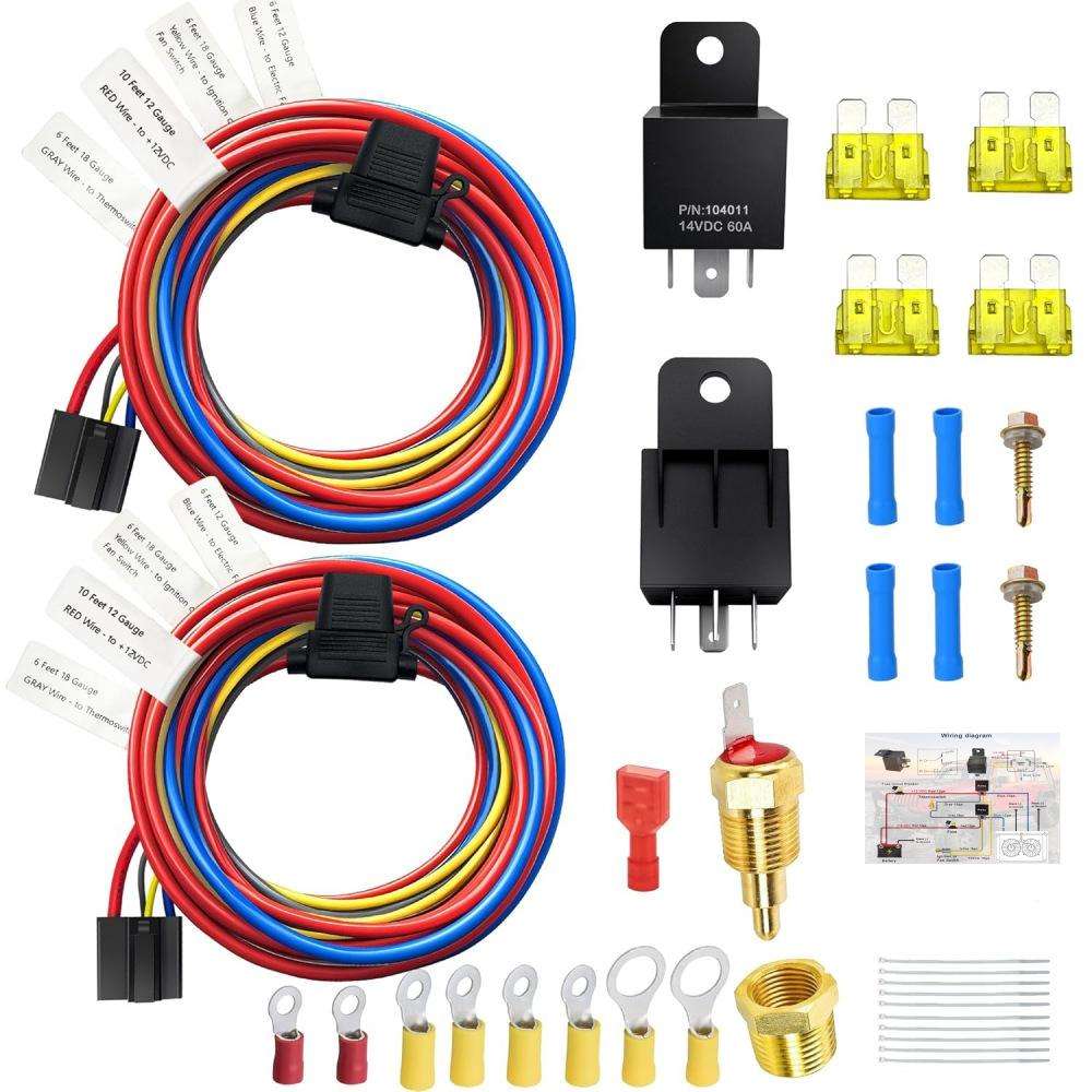 Relays - 60A Dual Electric Radiator Fan Relay Kit With 185-Degree ON ...
