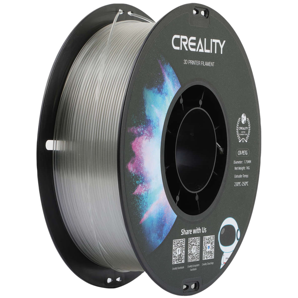3D Printer Accessories - Creality PETG Filament Transparent 1Kg for ...