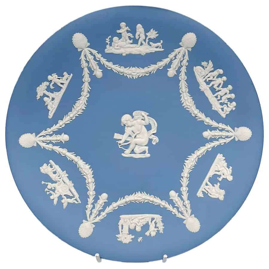 English Porcelain - Wedgwood Blue Jasperware Archer Plate for sale in ...