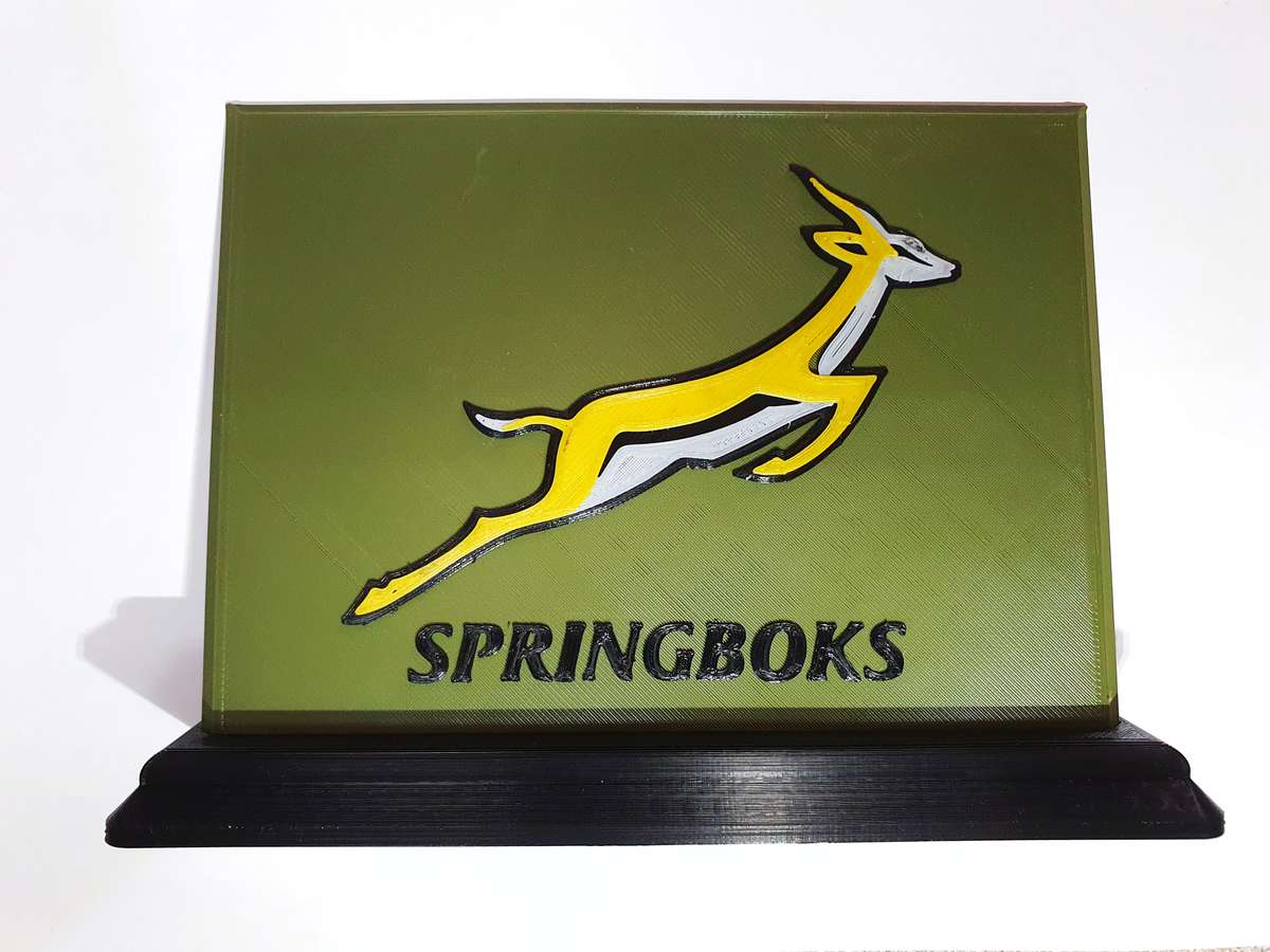 Sporting Memorabilia - Springbok Logo with Stand - 3D Printed was ...