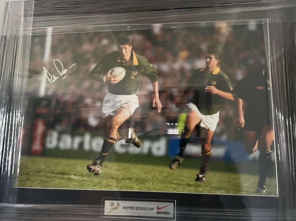 Sporting Memorabilia - Springbok Rugby Frame Signed by Pieter Russouw ...