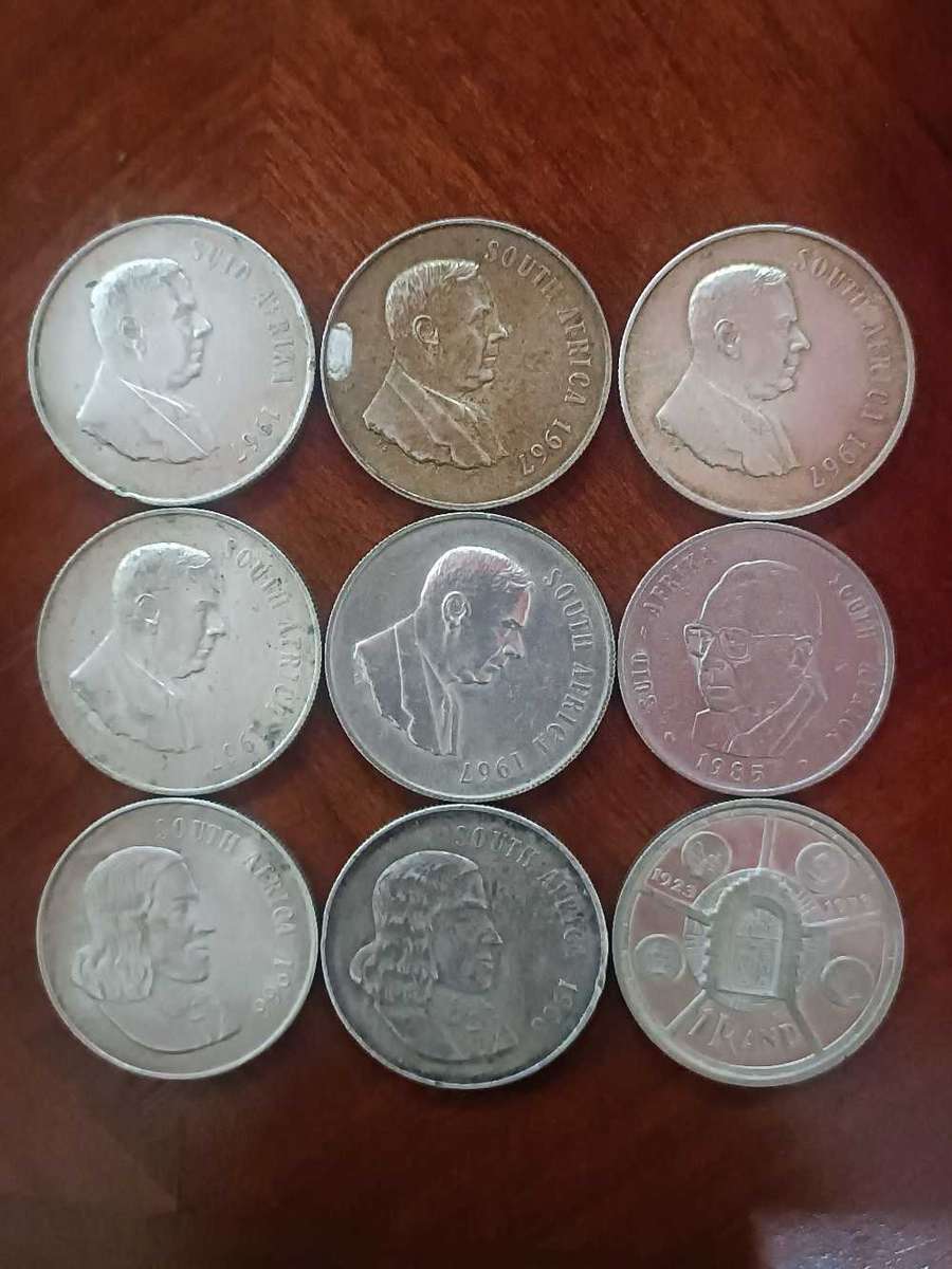 Collections & Lots - 9 x Mix R1 Coins (1960's) South Africa, Silver for ...
