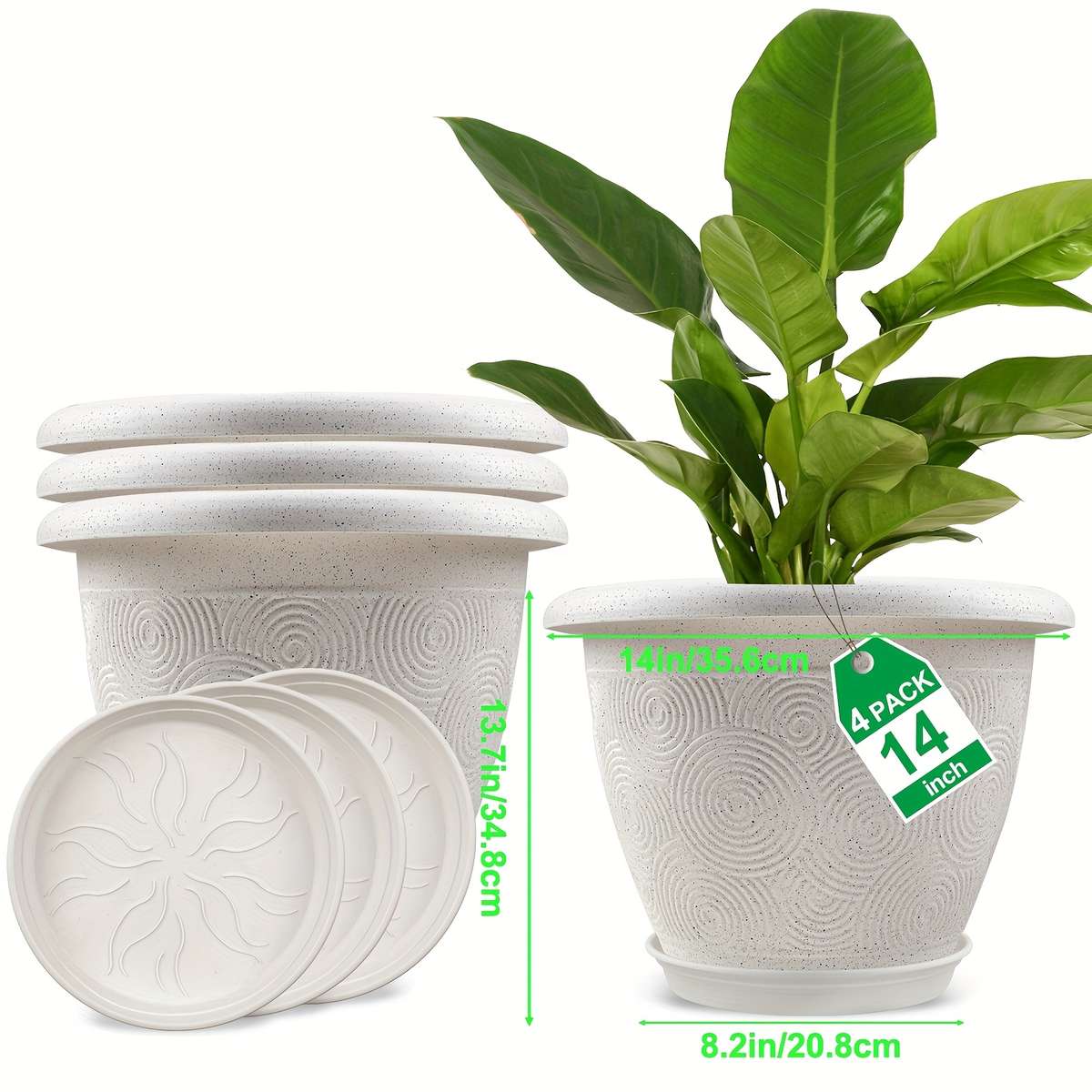 Other Gardening Supplies - 3Pcs Sturdy Indoor Plant Plastic Flower Pots ...