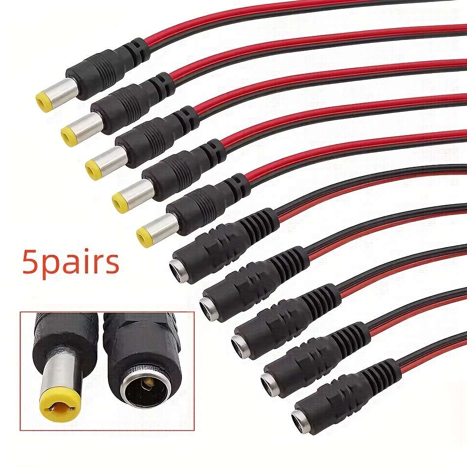 Other Cables & Adaptors - 5 Pairs DC Power Male-Female Cables 12V Plug ...