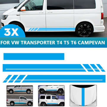 Decals - 3PCS Side Body Stripes Hood Stickers Decals For VW Transporter ...