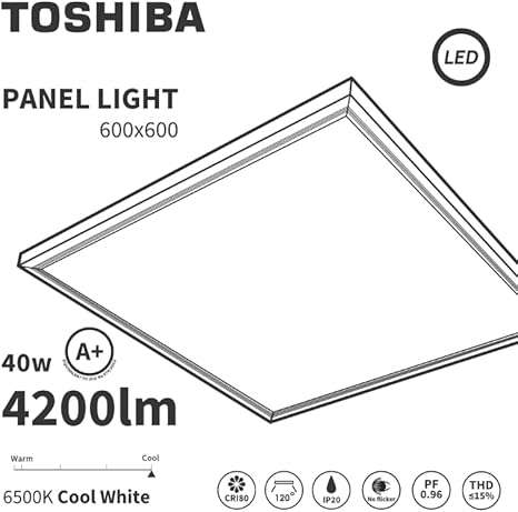 Light Bulbs - Toshiba LED Panel Light 595x595mm 40W Cool White 4000K ...
