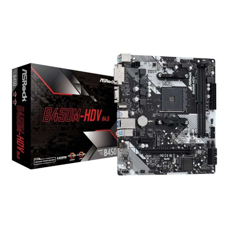 Motherboards - ASRock B450M-HDV R4.0 AMD AM4 M-ATX Motherboard was ...