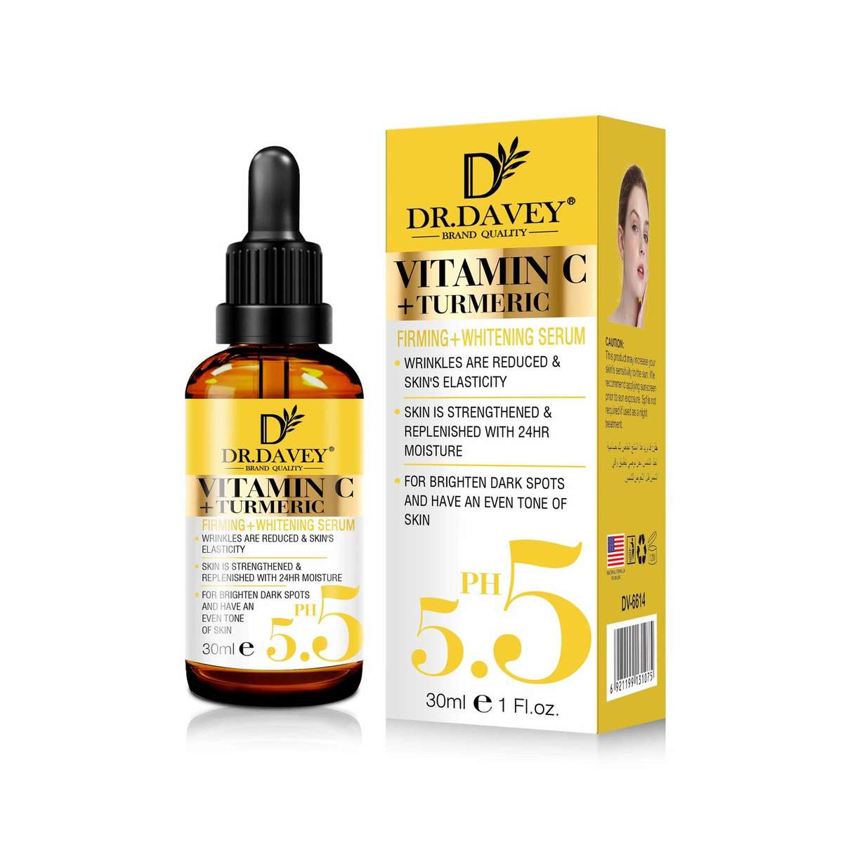 Face - DR.DAVEY Vitamin C+Turmeric Serum Brightening Anti-Wrinkle Anti ...