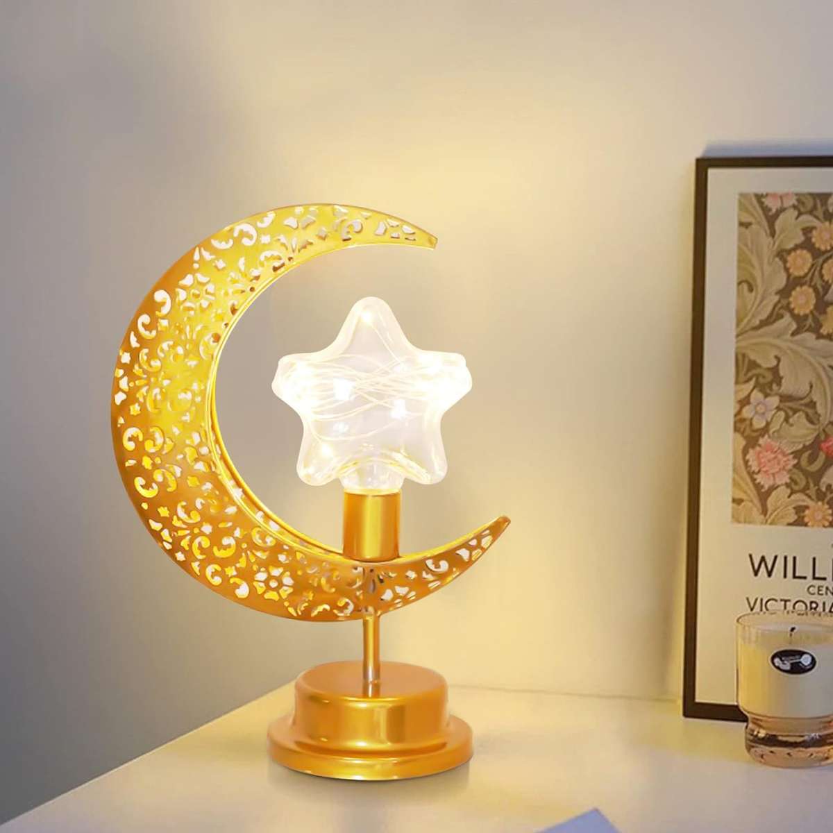 Fairy Lights - Clear Star Battery Operated Moon Shaped LED Light Warm ...