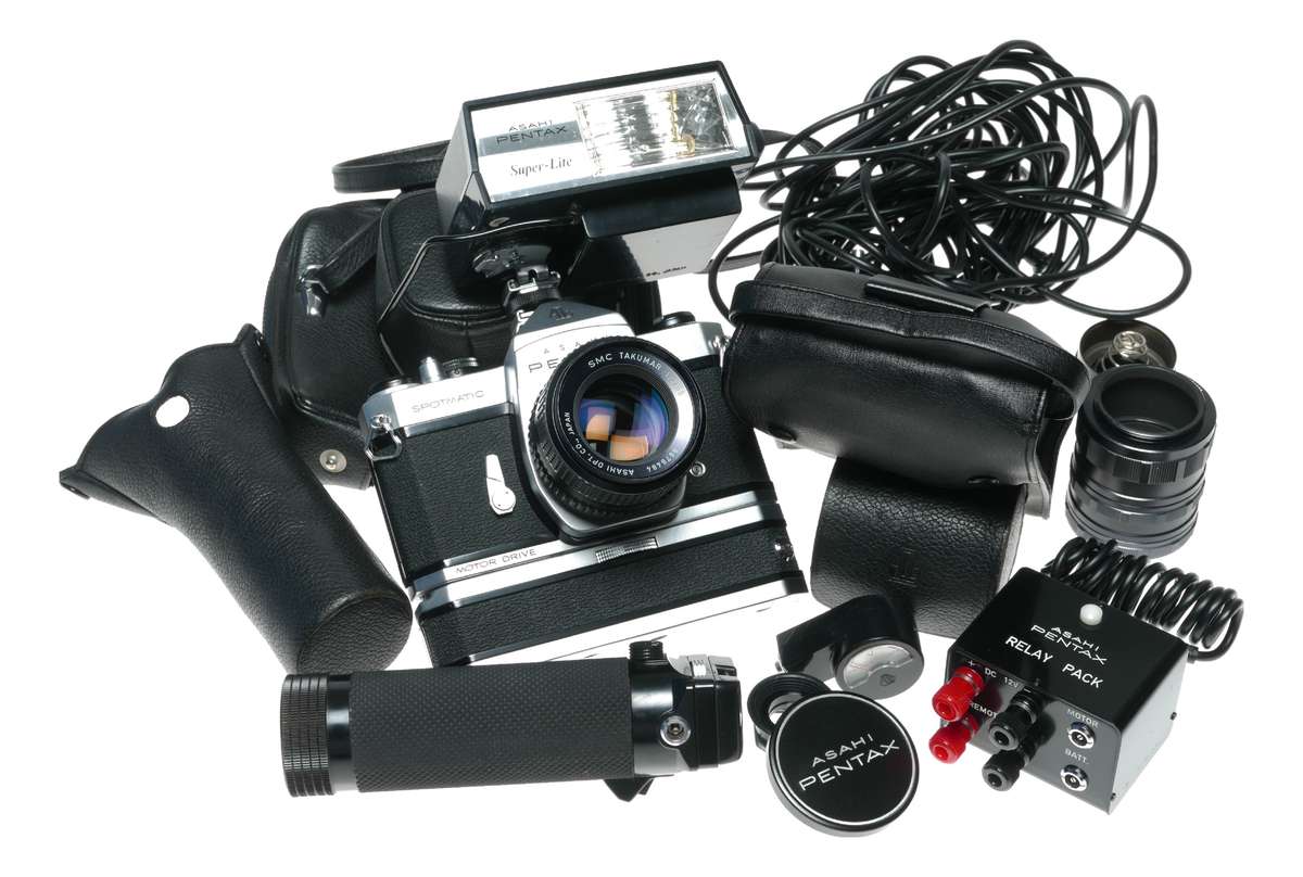 35mm SLR - Pentax Spotmatic SLR Camera Motor Drive Super Lite Flash ...