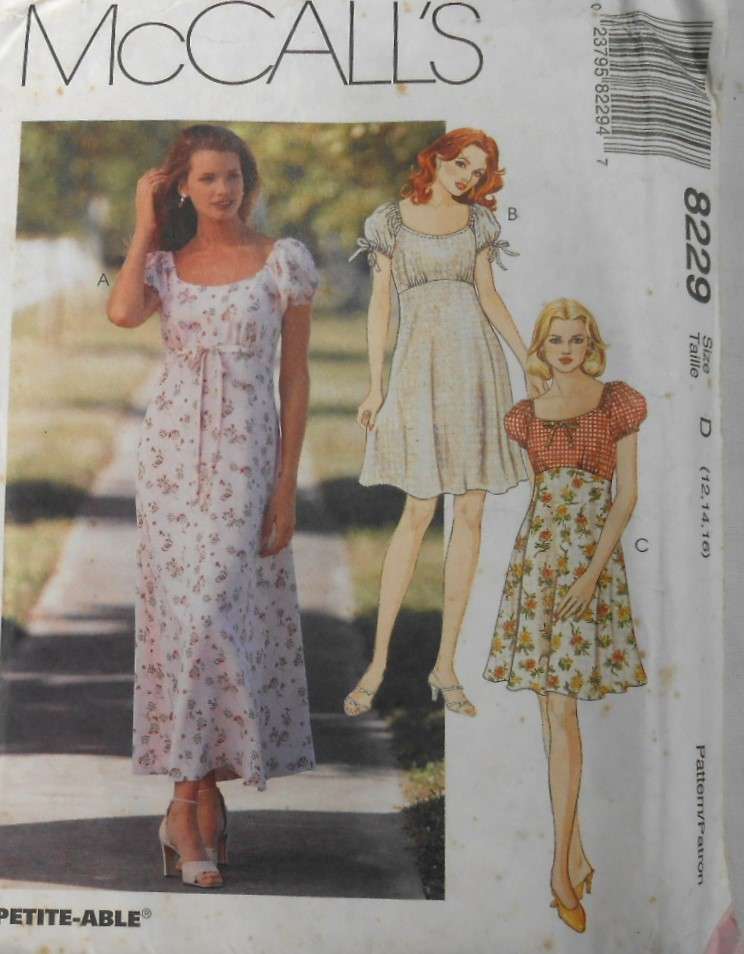Other Sewing Accessories - McCALLS 8229 SEMI FITTED DRESS WITH EMPIRE BODICE SIZE 12-14-16 ...
