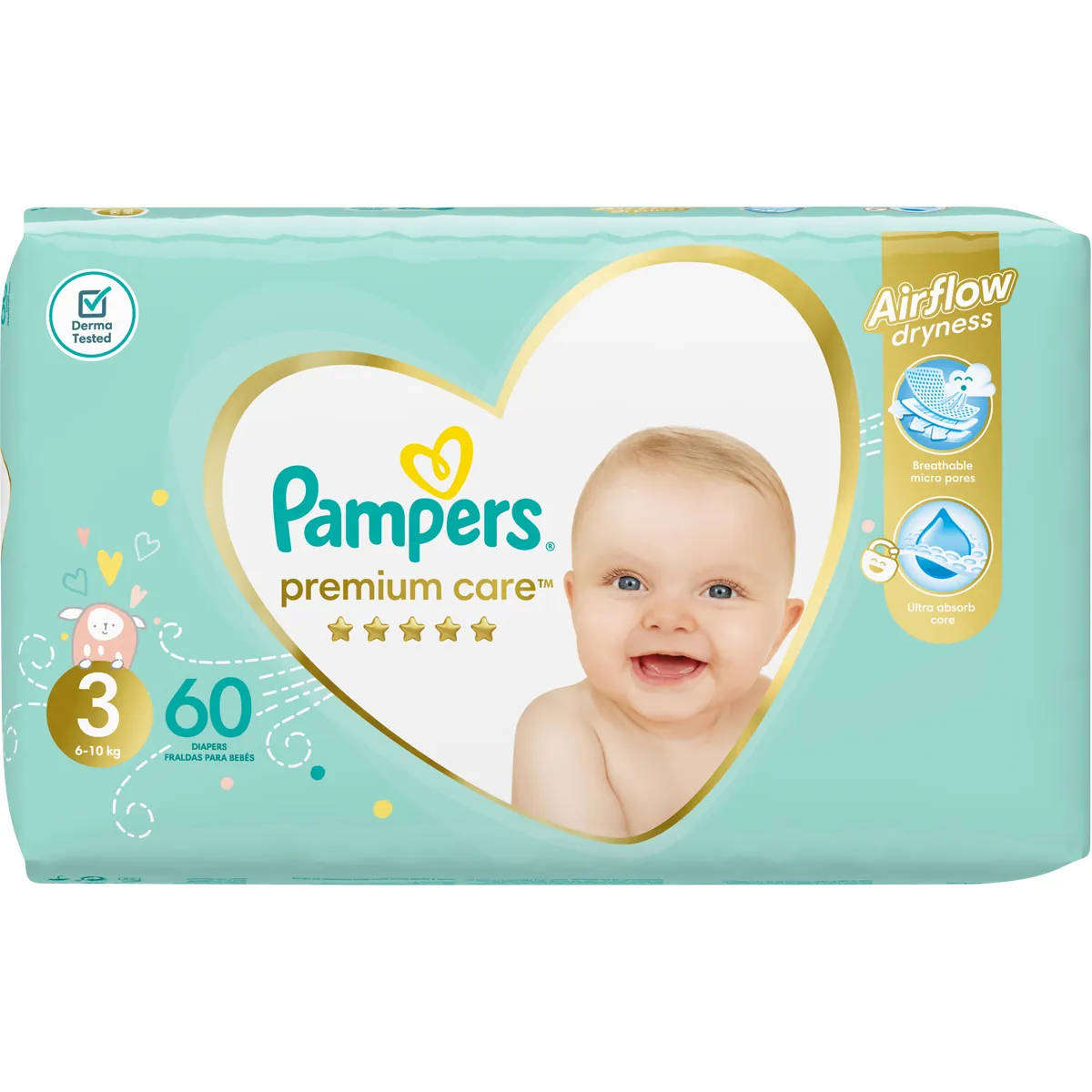 Disposable Nappies - Pampers Premium Care Size 3 Value Pack - 60's for ...