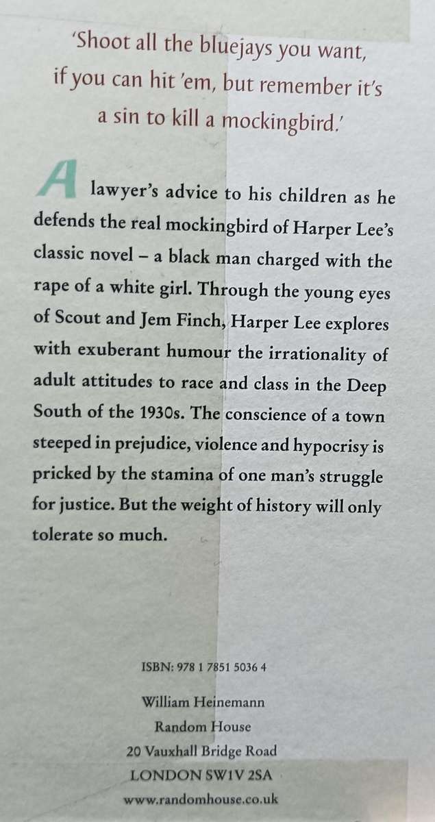 Classic Fiction - To Kill a Mockingbird - Harper Lee - Hardcover - 309 ...