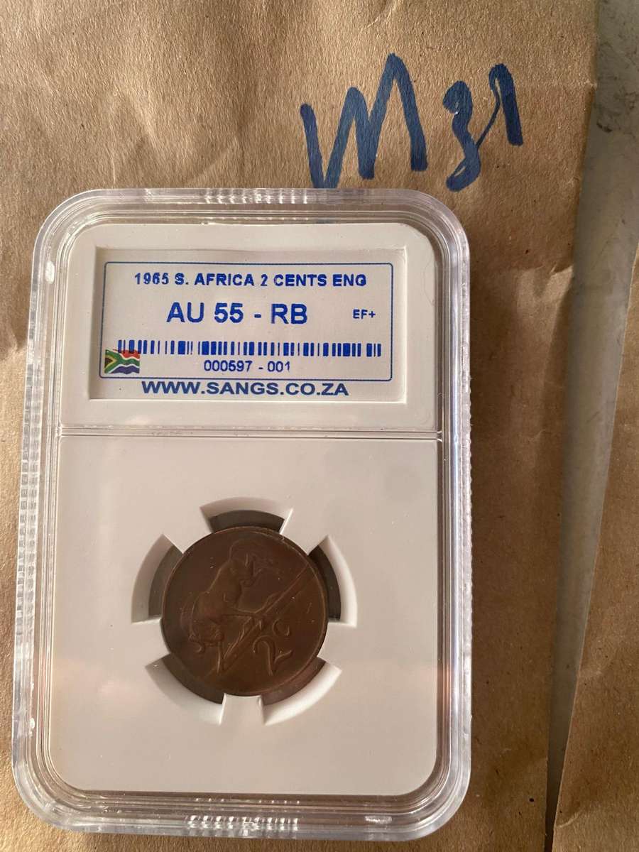 Two Cent - 1965 South Africa 2c - English - AU56 RB for sale in ...