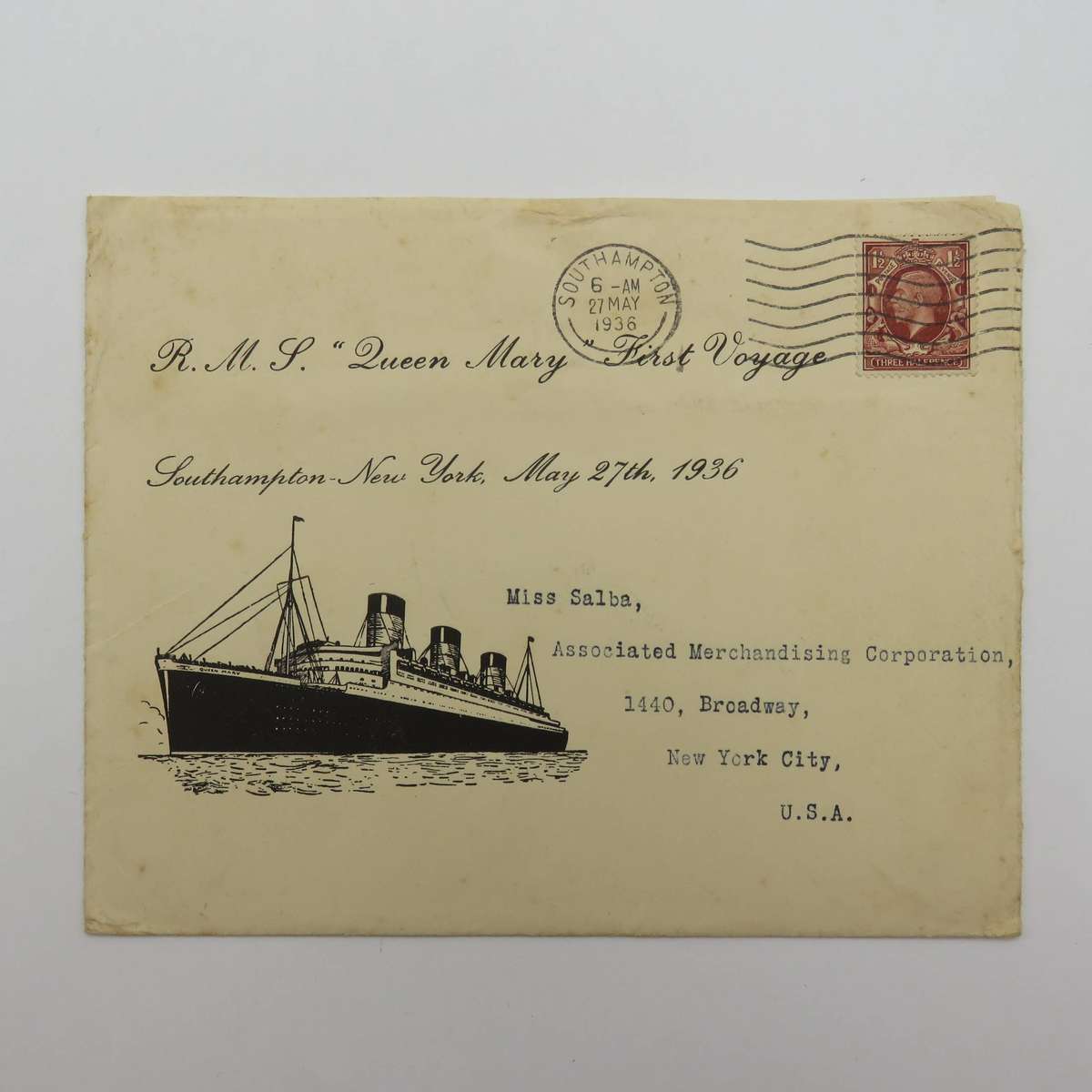 Maritime - Postal cover to commemorate the first voyage of RMS Queen ...