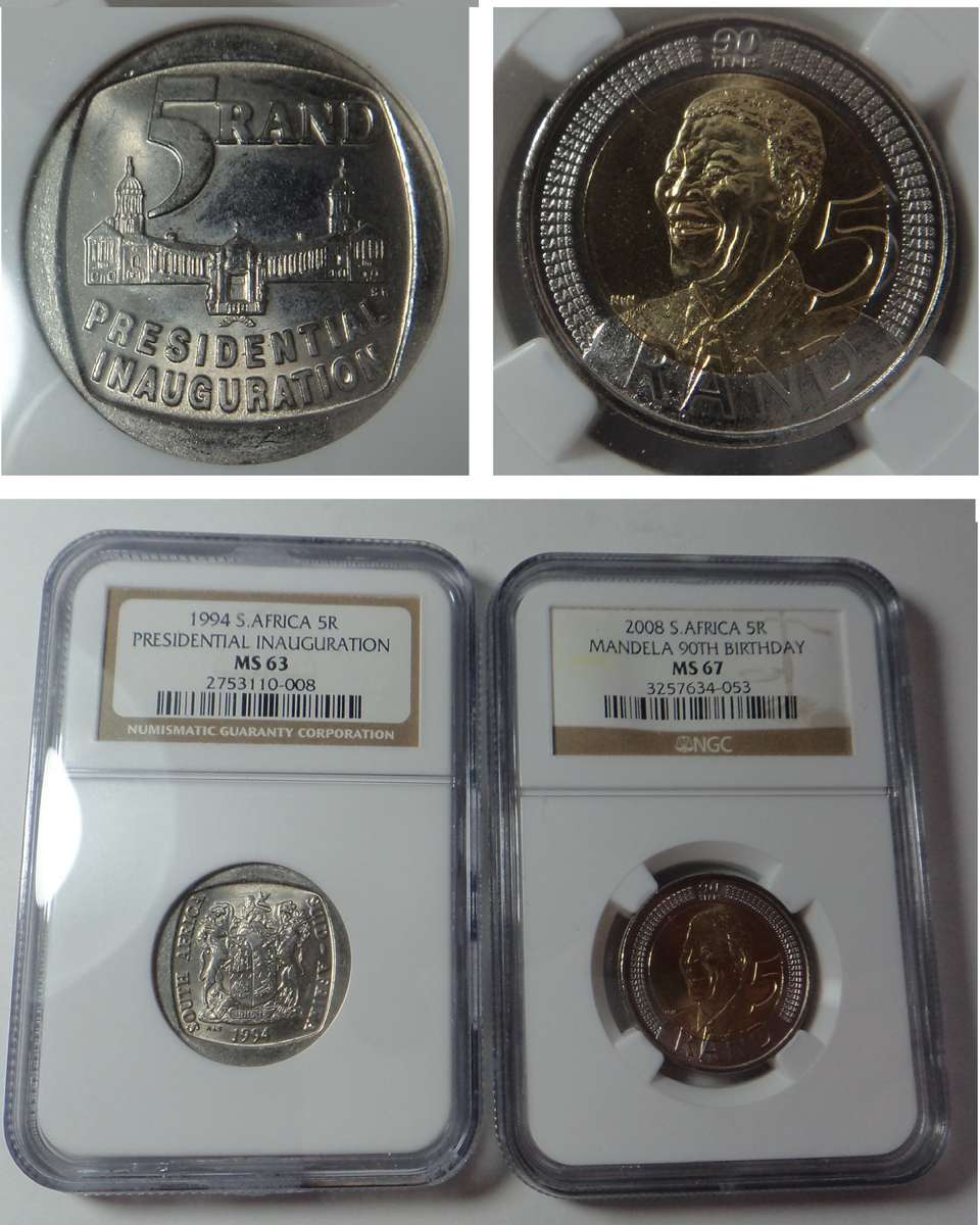 Other Mandela Coins - Inauguration R5 1994 (NGC MS 63) & Mandela ...