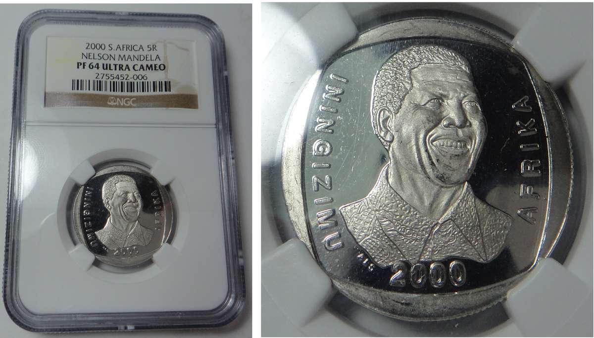 2000 R5 - Nelson Mandela R5 of 2000: NGC PF 64 Ultra Cameo was sold for 241.00 on 20 Oct at 18: ...