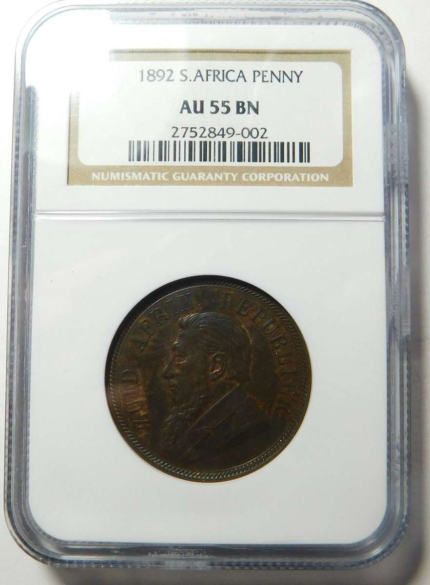 Penny - Paul Kruger ZAR Penny 1892, NGC 1892 AU55 BN (3 available) for ...