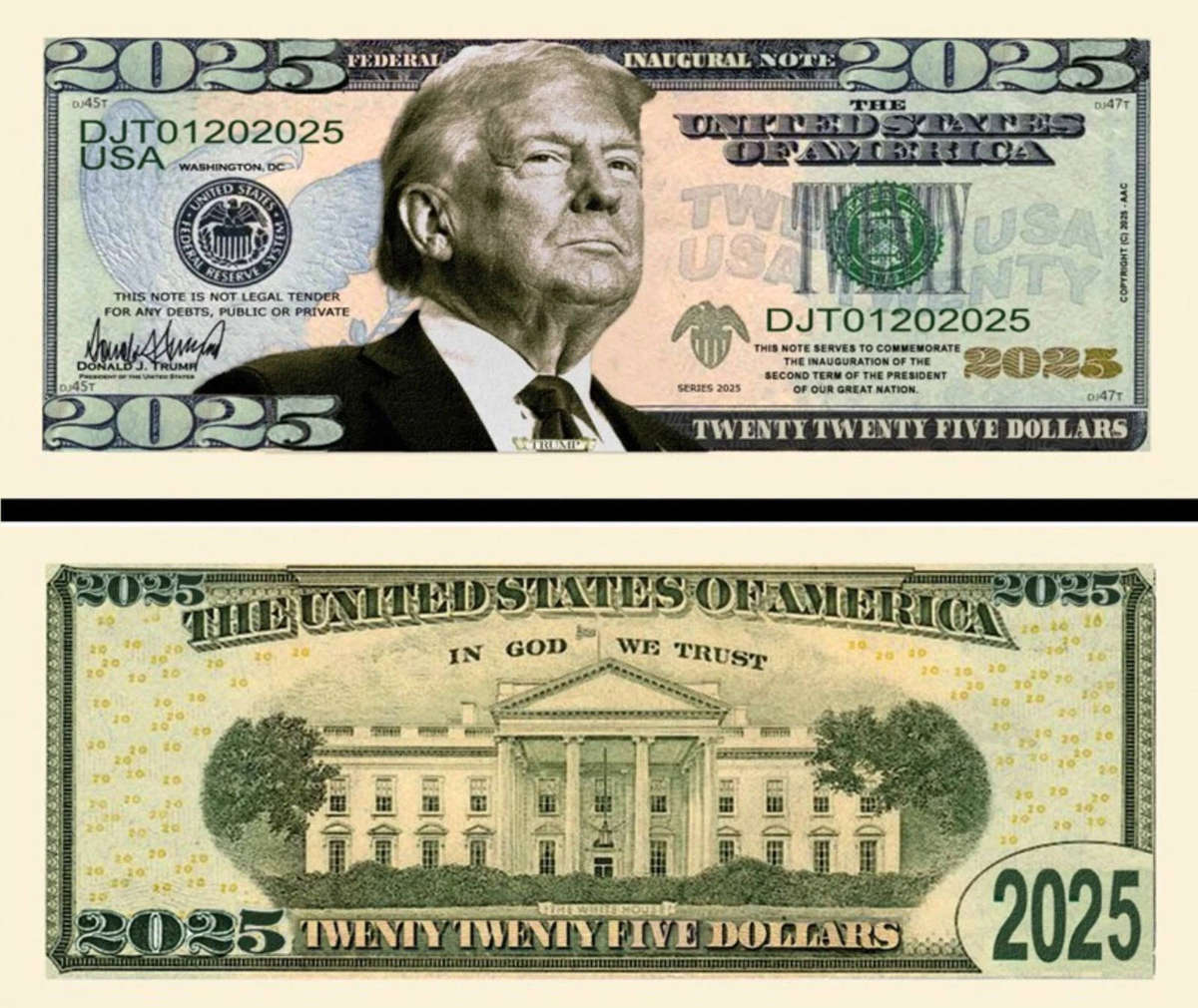 Other International Bank Notes - PRESIDENT DONALD TRUMP 2025 NOVELTY ...