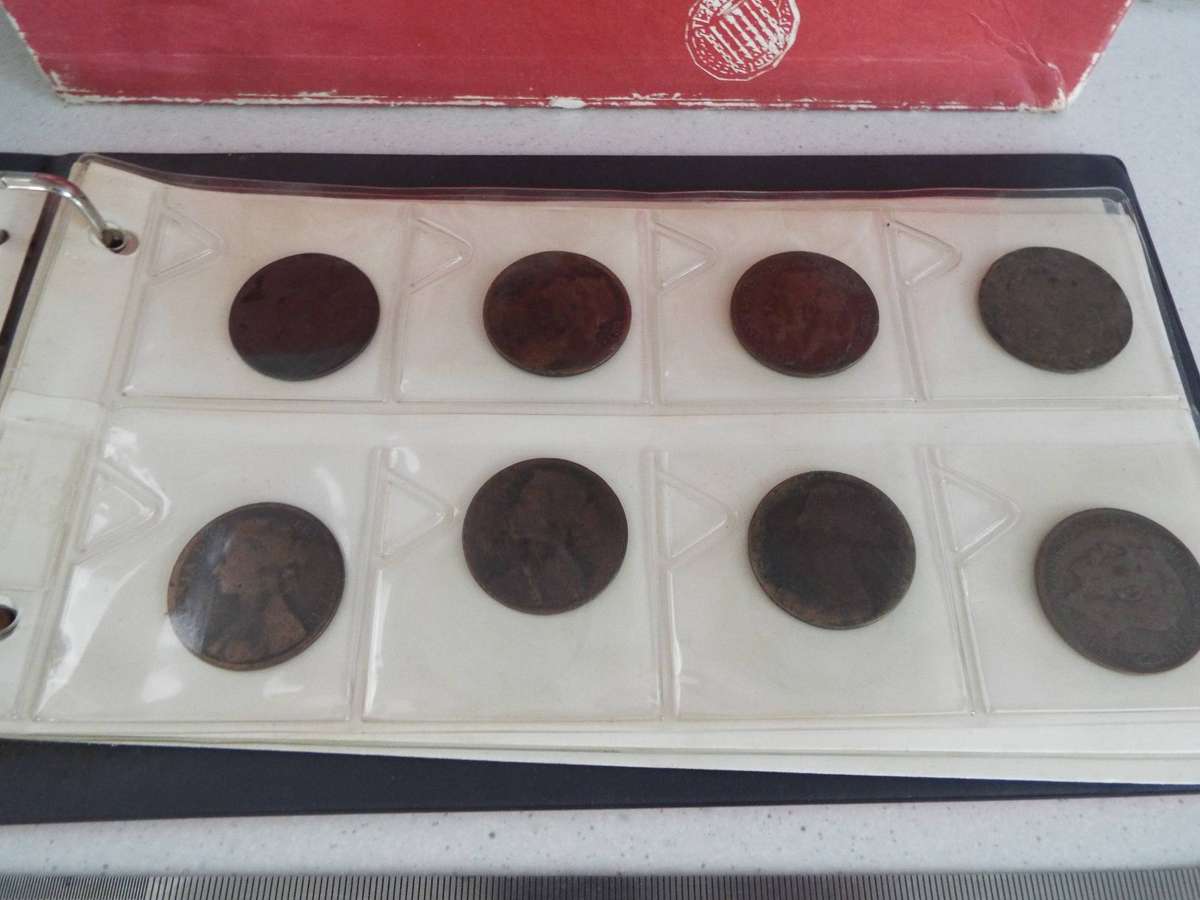 Collections & Lots - antique collection of over 50 old coins - in file ...