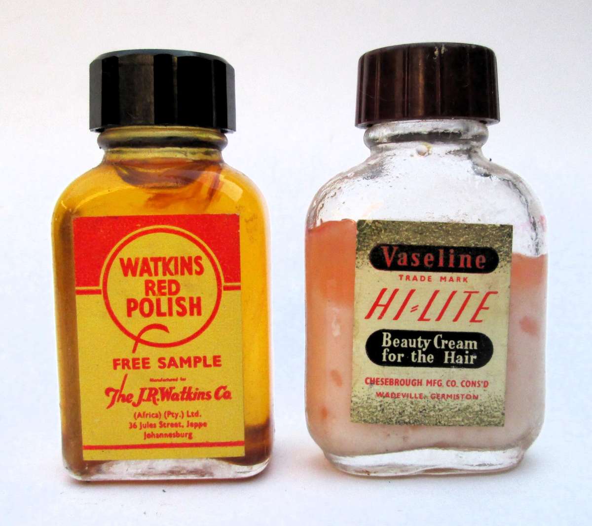Bottles - MINIATURE/SAMPLE: HI-LITE AND WATKINS RED POLISH BOTTLES was ...