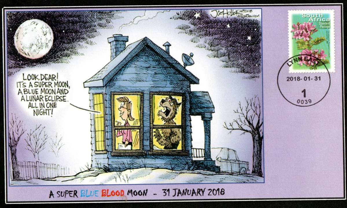 Republic of South Africa - RSA 2018 SUPER BLUE BLOOD MOON PRIVATELY MADE COVER. AS PER SCANS ...