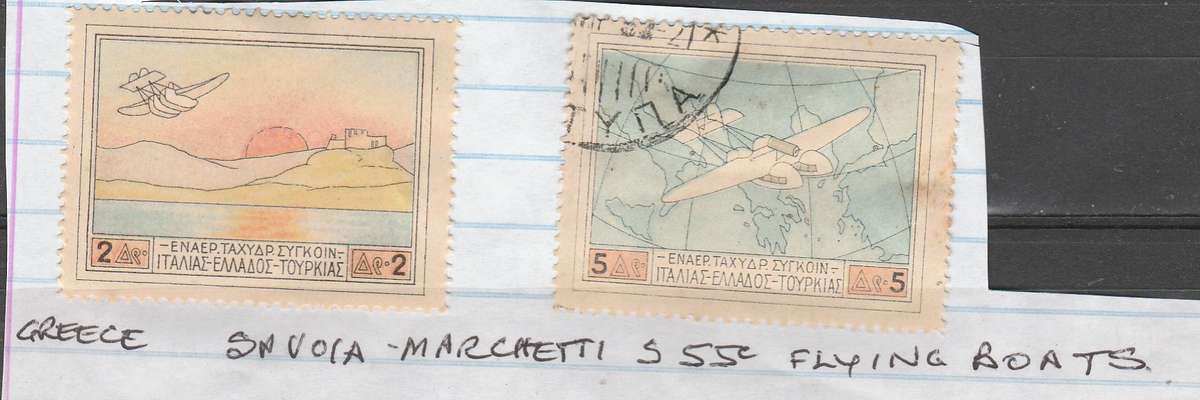 Greece - GREECE TWO LABELS FLYING BOATS ONE MINT OTHER MOUNTED LOOK ...