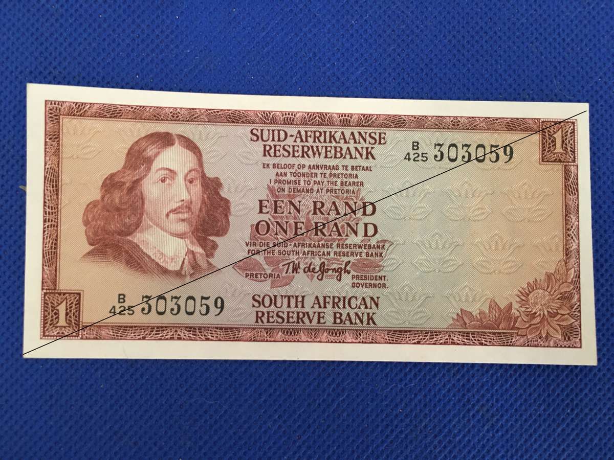 TW de Jongh - SOUTH AFRICA R1 ONE RAND BANK NOTE UNC CONDITION TW DE ...