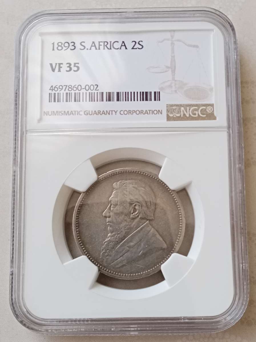 Two Shillings - Scarce 1893 ZAR Kruger silver 2 Shillings NGC VF35 for sale in Johannesburg (ID ...