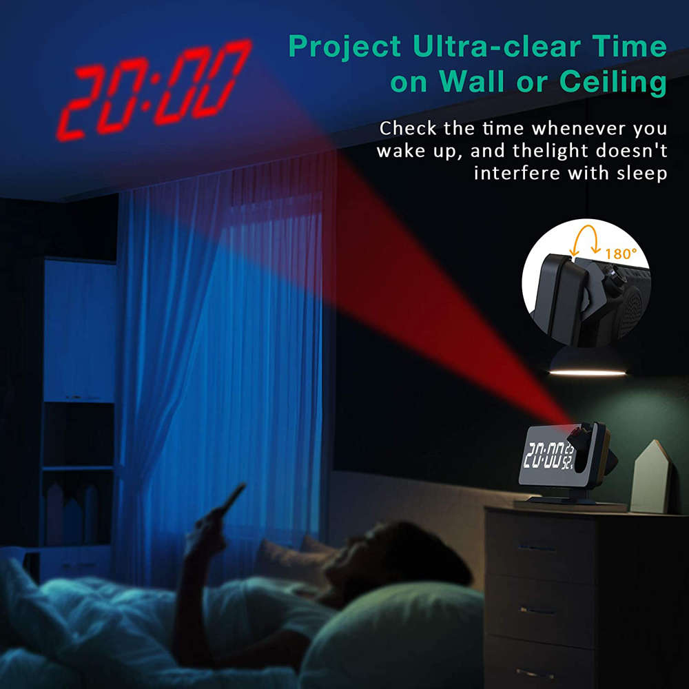 Digital Clocks And Clock Radios 7 5 Inch Fm Radio Temperature Display Digital Projection Alarm