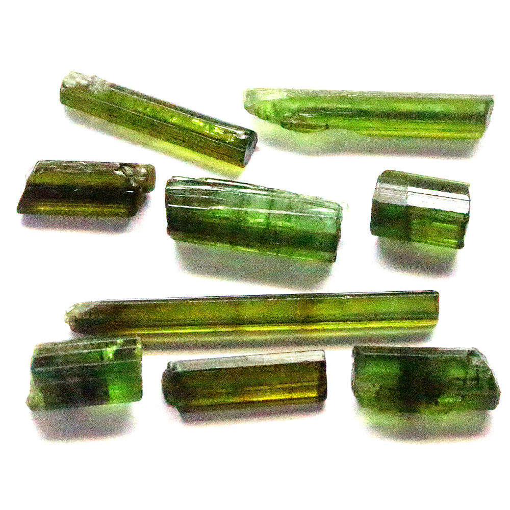 Tourmaline - 10.95Ct. Tourmaline Green Color Rough 9Pces Unheated Mine ...