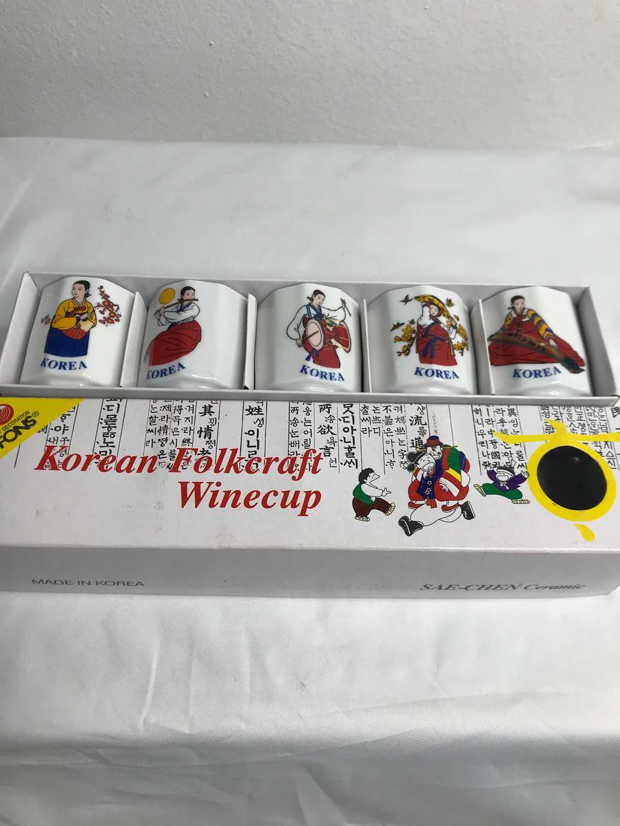 Oriental Porcelain - Shot Wine Cups Saki Korean Folkcraft Made in Korea ...
